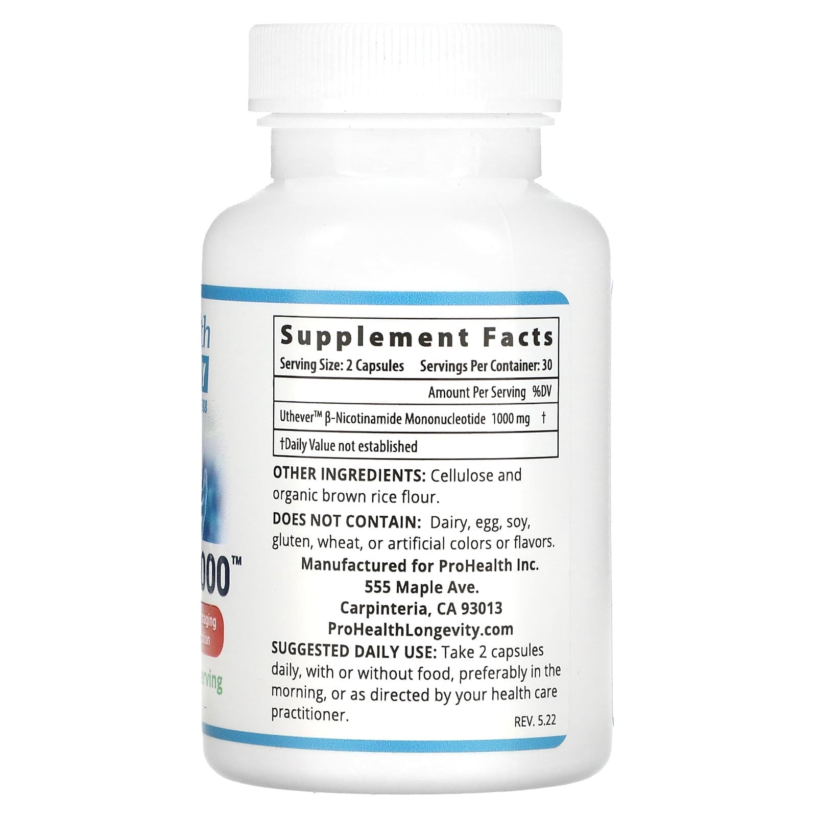 ProHealth Longevity, Uthever, NMN Pro 1000, 500 mg, 60 cápsulas ...