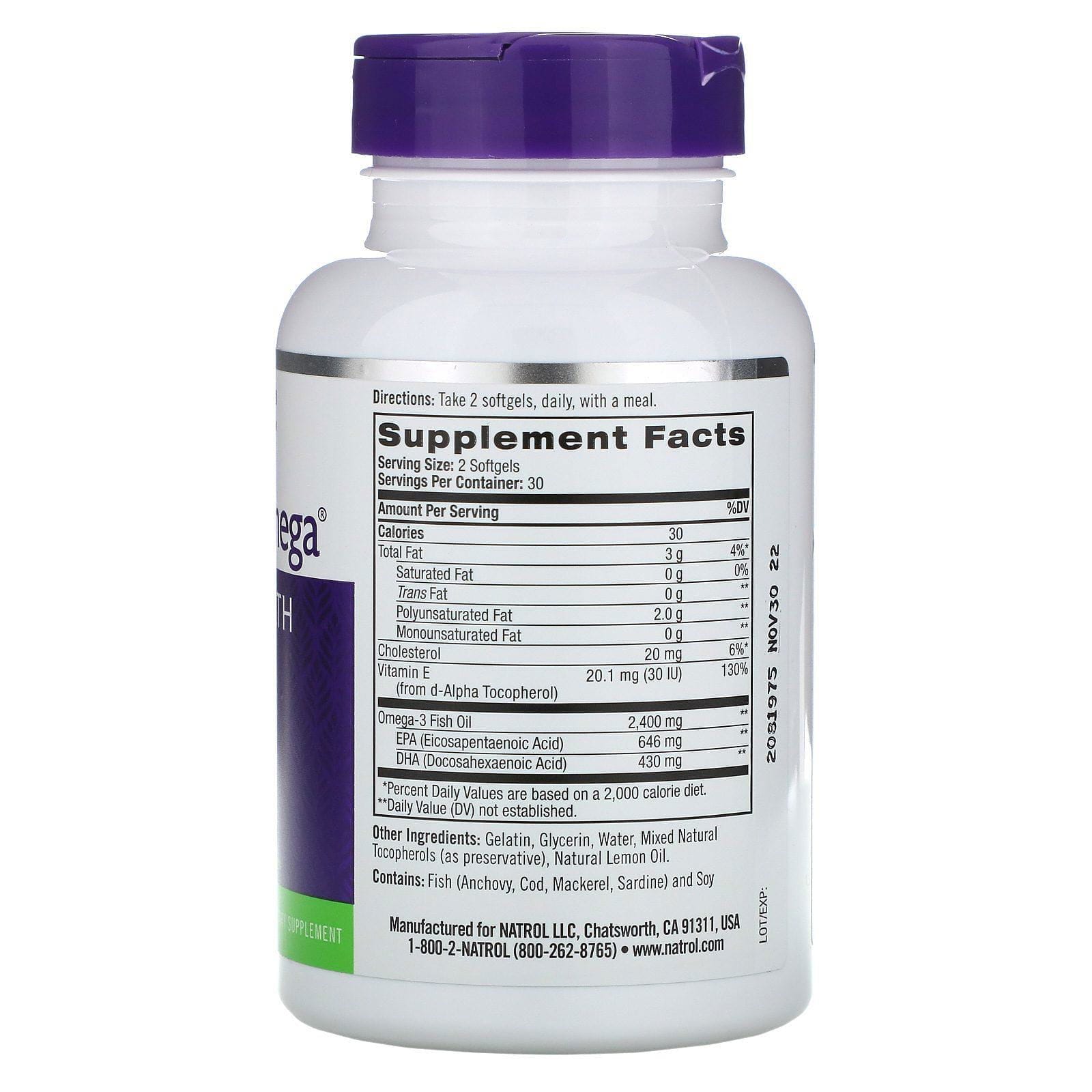 Natrol, Extreme Omega, Limón, 2400 mg, 60 cápsulas blandas – Tienda ...