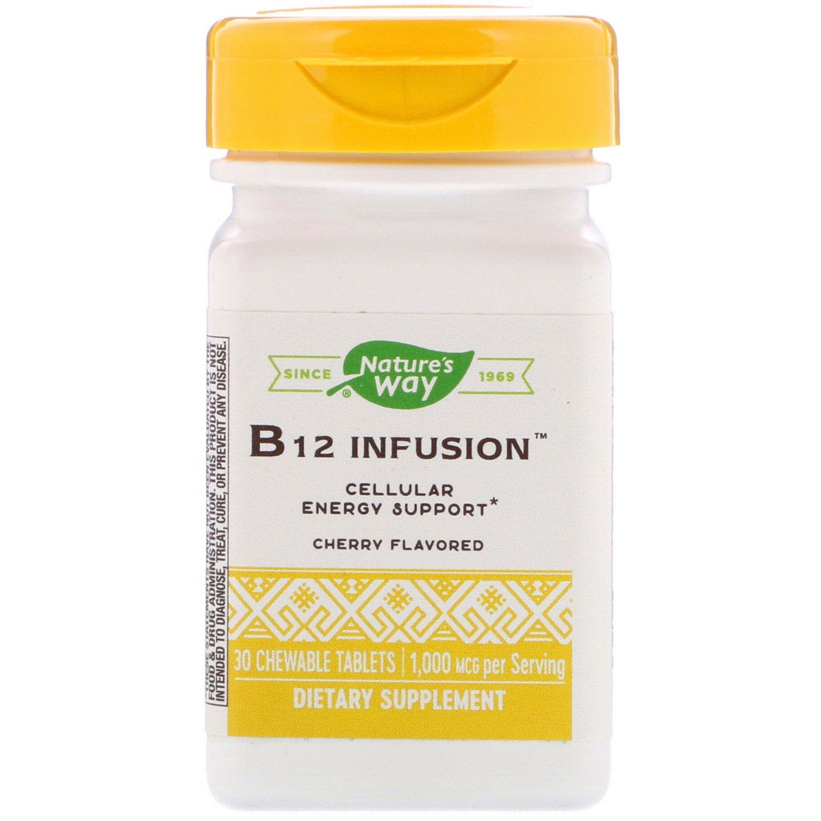 Nature's Way, B12 Infusion, Cherry Flavor, 1,000 mcg, 30 Chewable ...