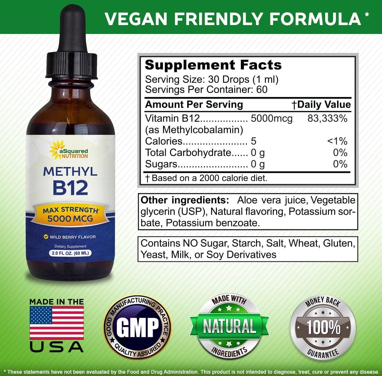 Asquared Nutrition, Vitamin B12, 60 ml – Tienda Allnatural MX